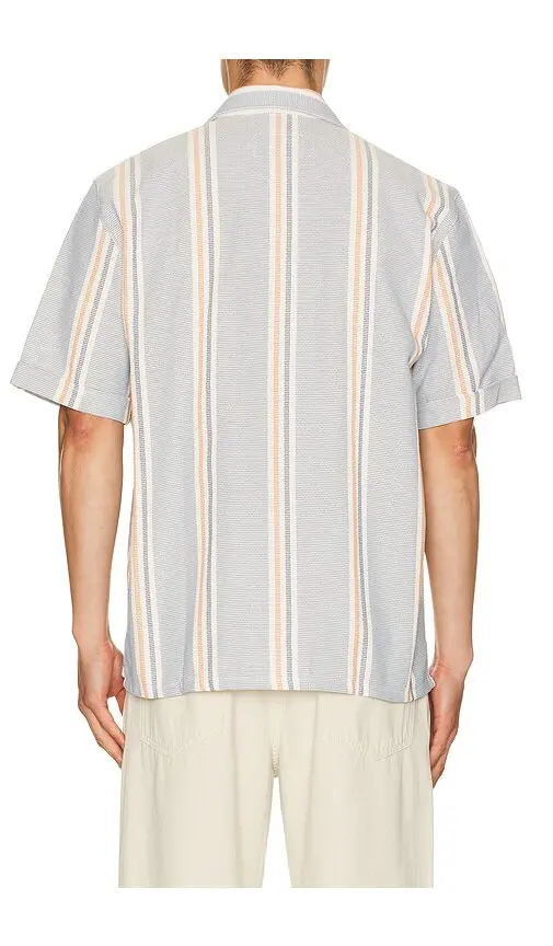 PEREGRINE Quay Cuban Collar Shirt In Baby Blue