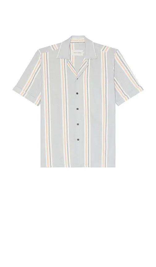 PEREGRINE Quay Cuban Collar Shirt In Baby Blue