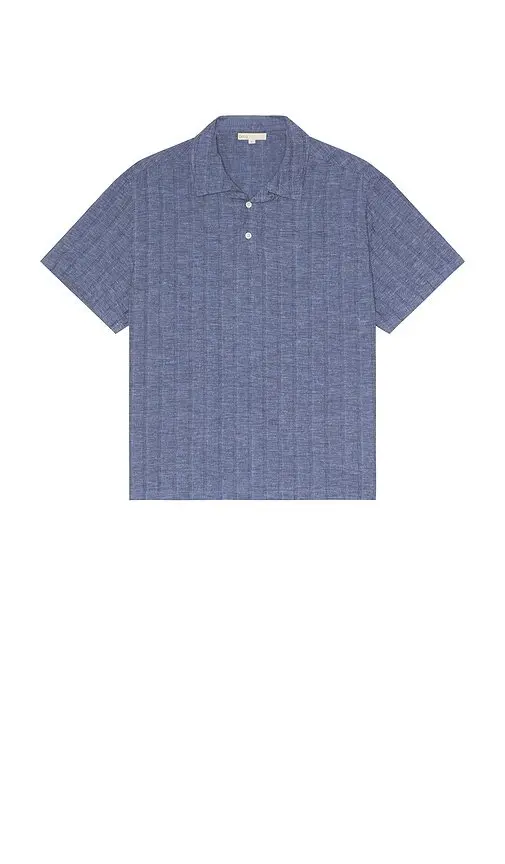 Onia Cotton Linen Pop Over Shirt In Navy
