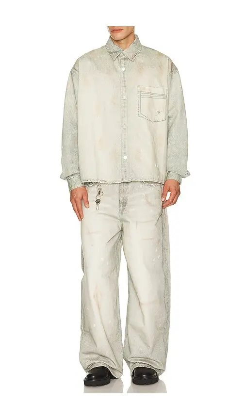 WON HUNDRED Maza Printed Denim Shirt In Blue