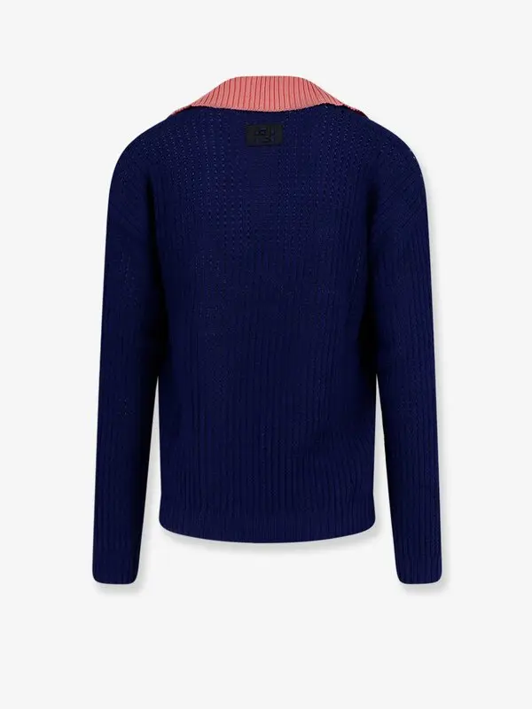 Fendi Contrasting Collar Cotton Sweater