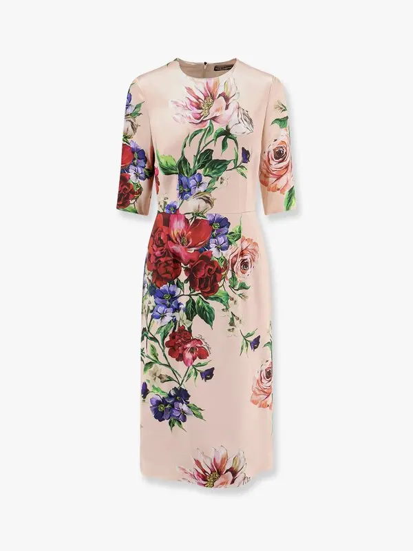 Dolce & Gabbana Satin Floral Printed Dress