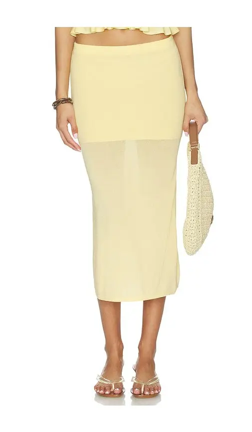 LOVERS AND FRIENDS Knit Midi Skirt - Light Yellow