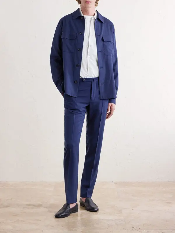 SLOWEAR Straight-leg Pleated Virgin Wool, Silk And Linen-blend Trousers