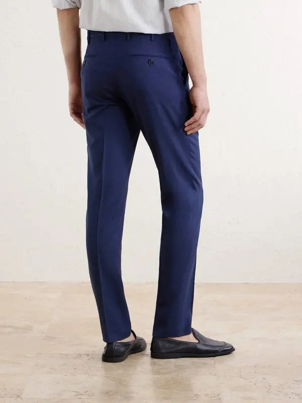 SLOWEAR Straight-leg Pleated Virgin Wool, Silk And Linen-blend Trousers