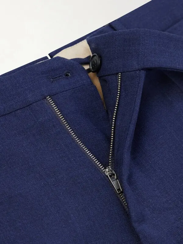 SLOWEAR Straight-leg Pleated Virgin Wool, Silk And Linen-blend Trousers