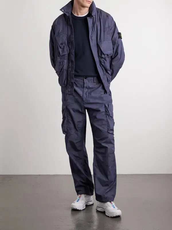 Stone Island Camouflage Straight-leg Cotton-blend Trousers