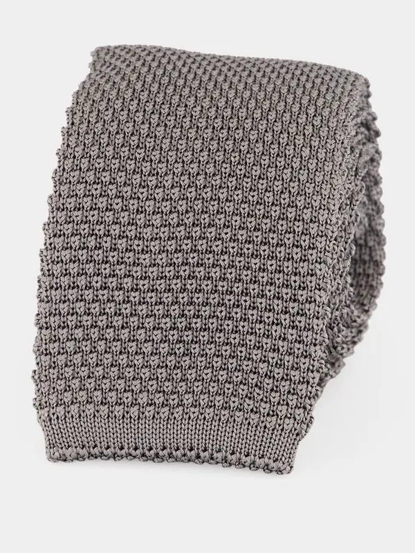 Brunello Cucinelli Silk Knit Tie - Grey