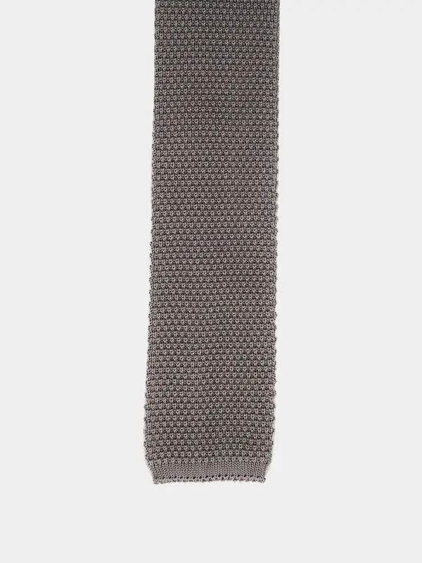 Brunello Cucinelli Silk Knit Tie - Grey