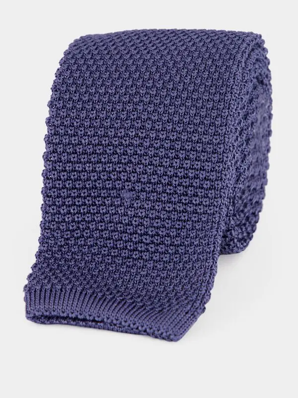 Brunello Cucinelli Denim Silk Knit Neck Tie - Blue