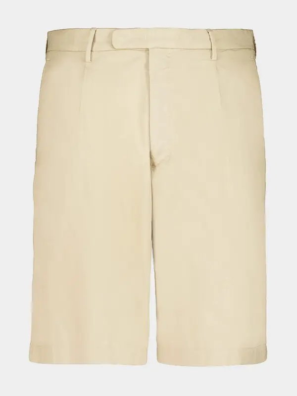 Boglioli Straight Fit Cotton Shorts - Beige