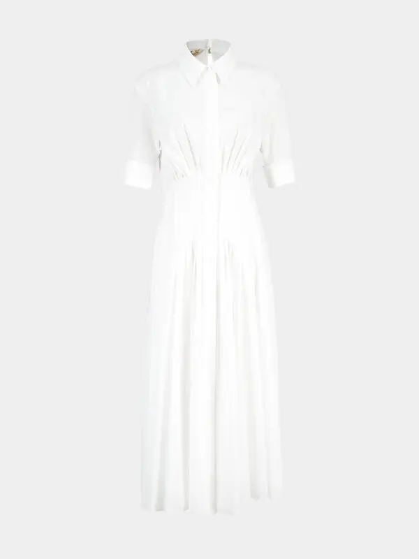 Marni Gathered Poplin Midi Shirt Dress - White