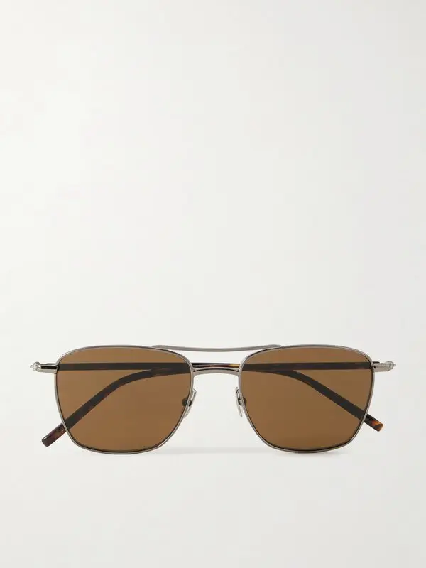 Saint Laurent Squared-frame Metal Sunglasses - Tortoiseshell