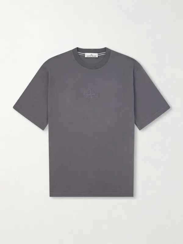 Stone Island Logo-detailed Organic Cotton-jersey T-shirt - Gray