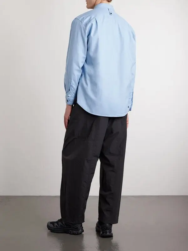 Stone Island Button-down Collar Logo-embroidered Organic Cotton-tela Shirt