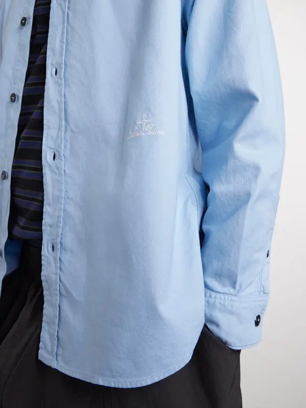 Stone Island Button-down Collar Logo-embroidered Organic Cotton-tela Shirt