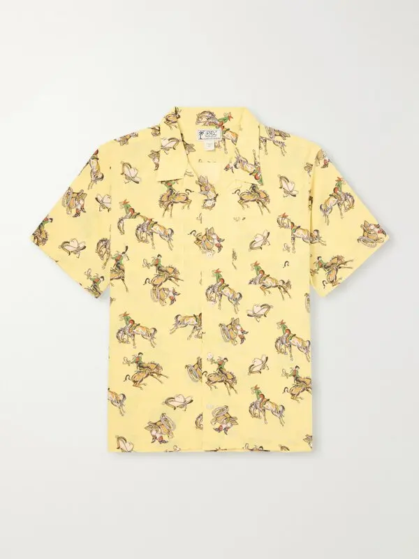 Ralph Lauren Convertible-collar Printed Linen And Cotton-blend Shirt