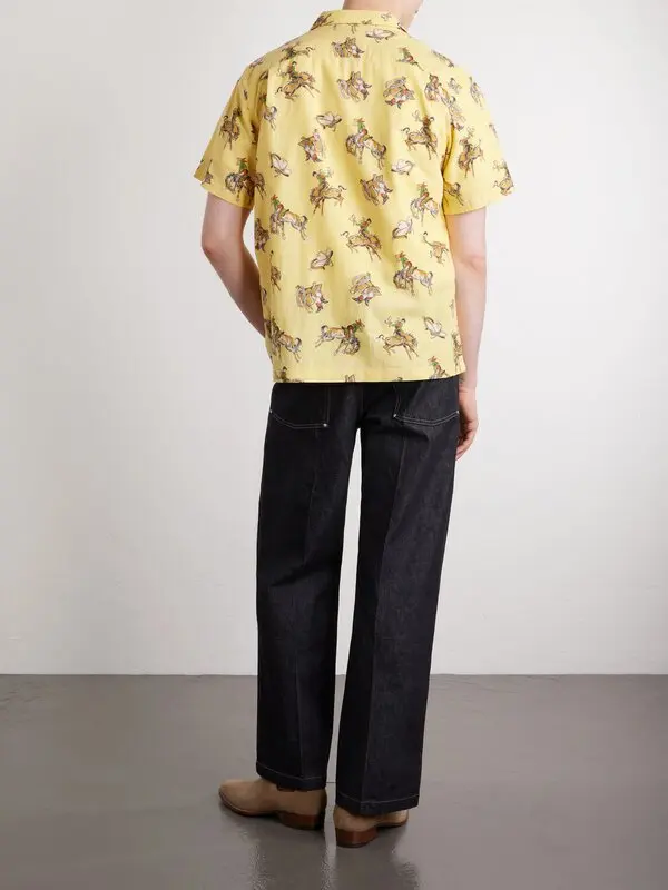Ralph Lauren Convertible-collar Printed Linen And Cotton-blend Shirt
