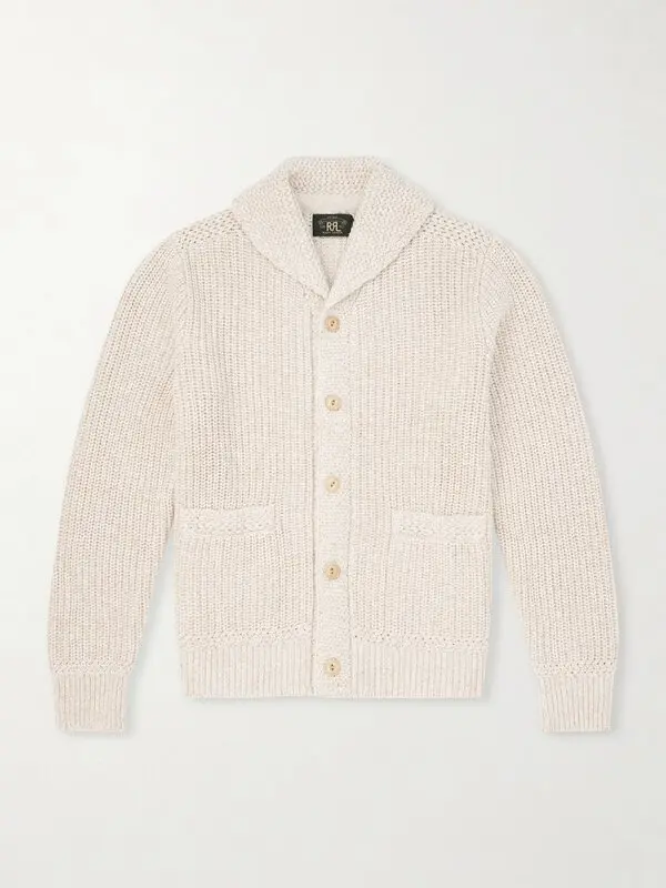 Ralph Lauren Shawl-collar Cotton And Linen-blend Cardigan - Neutrals
