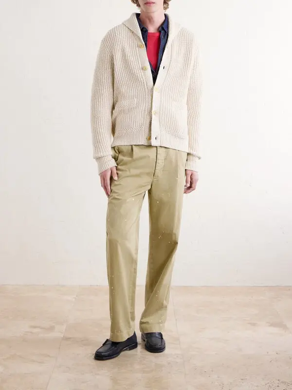 Ralph Lauren Shawl-collar Cotton And Linen-blend Cardigan