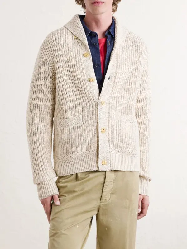 Ralph Lauren Shawl-collar Cotton And Linen-blend Cardigan