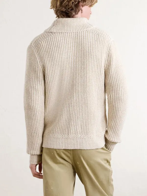 Ralph Lauren Shawl-collar Cotton And Linen-blend Cardigan