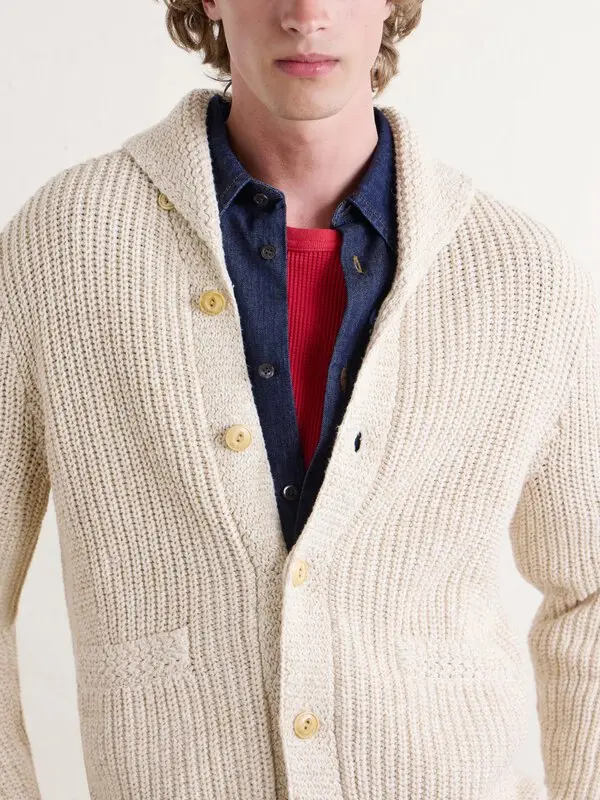 Ralph Lauren Shawl-collar Cotton And Linen-blend Cardigan