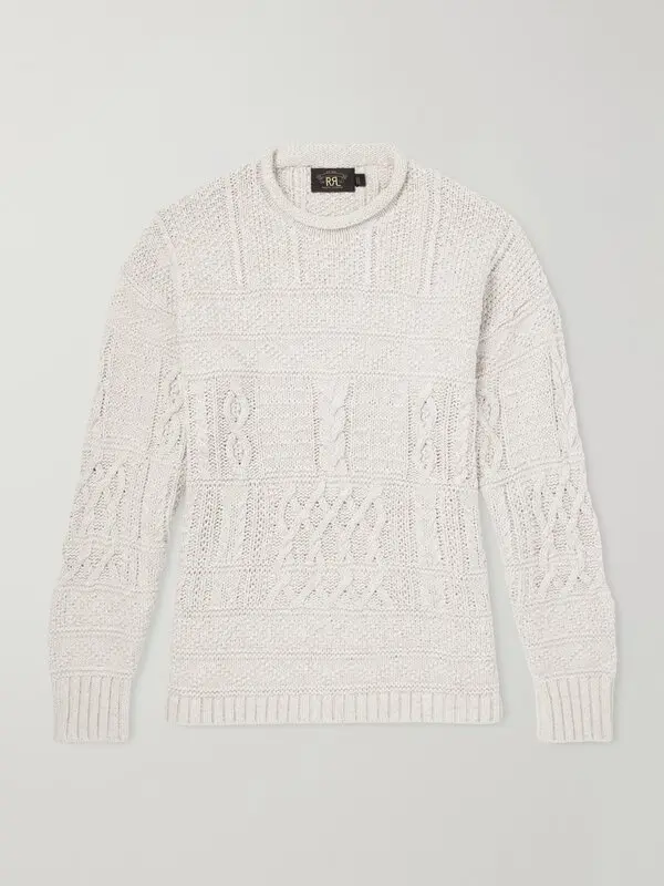 Ralph Lauren Cable-knit Cotton, Linen, And Silk-blend Sweater