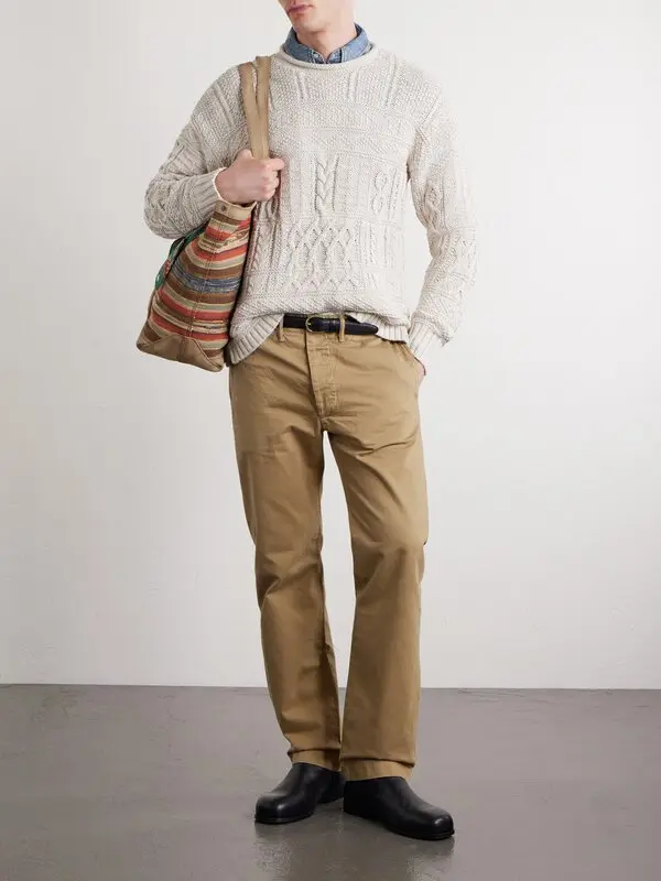 Ralph Lauren Cable-knit Cotton, Linen, And Silk-blend Sweater