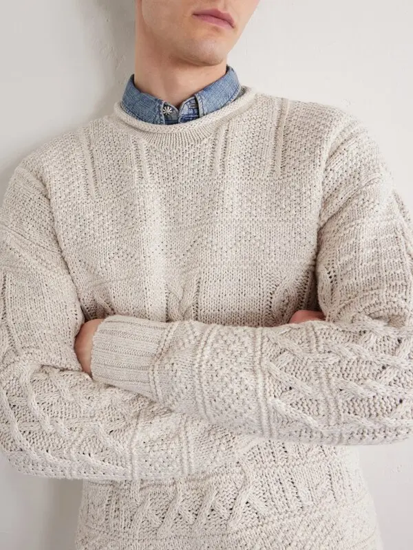 Ralph Lauren Cable-knit Cotton, Linen, And Silk-blend Sweater