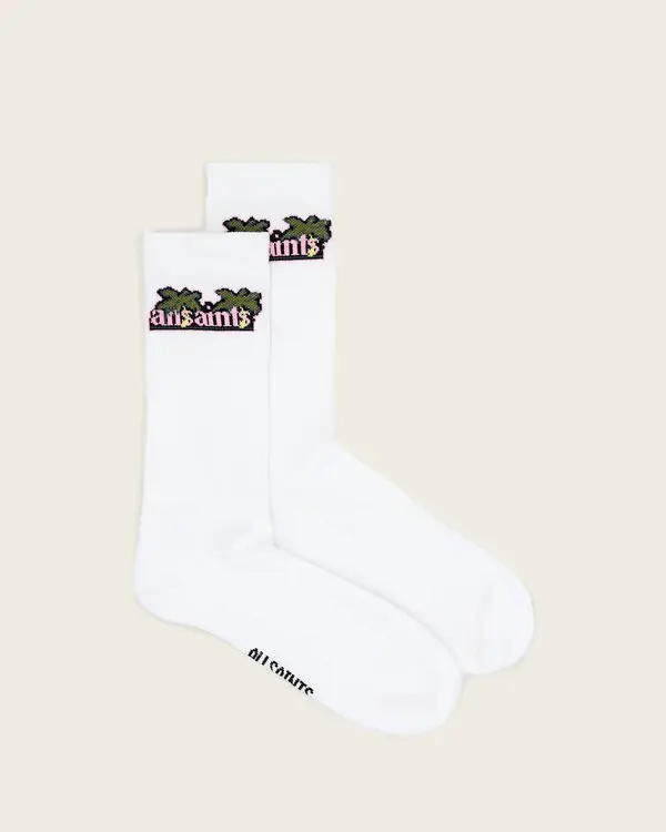 ALLSAINTS Embroidered Logo Two Pack Crew Socks - White