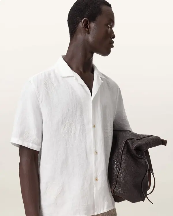ALLSAINTS Sepal Short Sleeve Boxy Linen Shirt