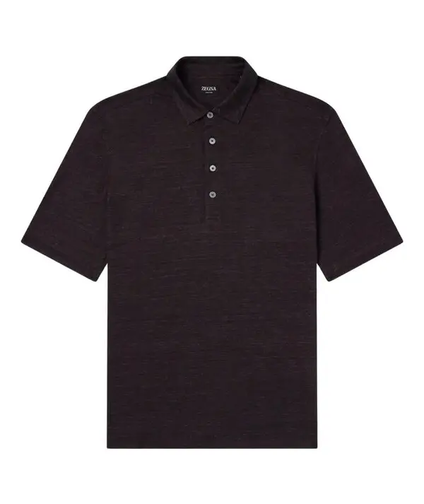 Zegna Oasi Linen Polo Shirt - Brown