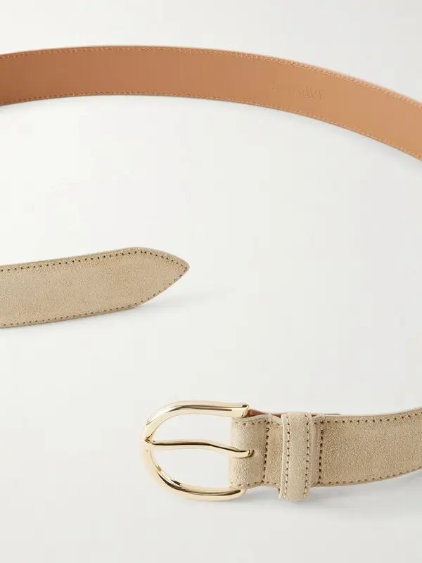 MORJAS Suede Belt With Gold-tone Buckle - Neutrals
