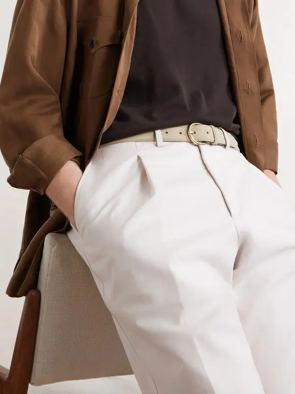 MORJAS Suede Belt With Gold-tone Buckle - Neutrals
