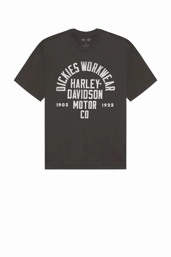 Dickies X Harley Davidson Short Sleeve Tee In Charcoal - Black