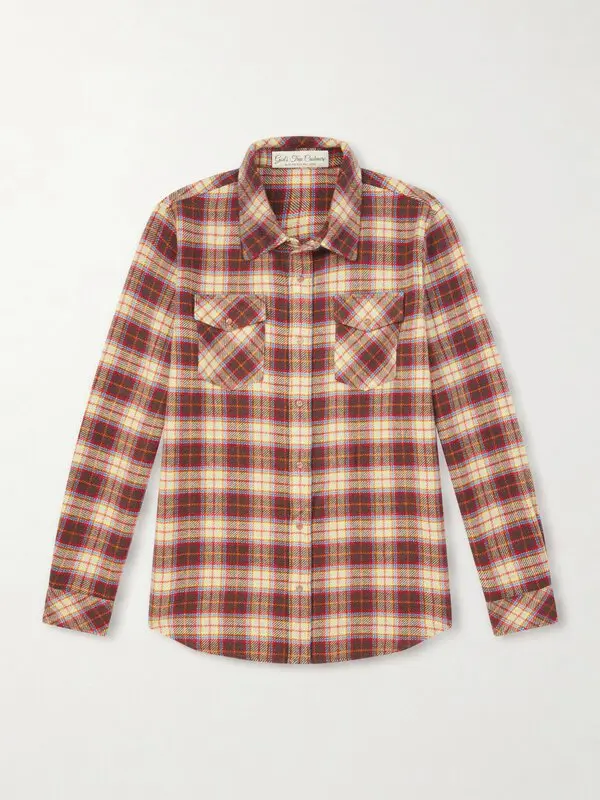 GOD'S TRUE CASHMERE Saffron Checked Cashmere Shirt
