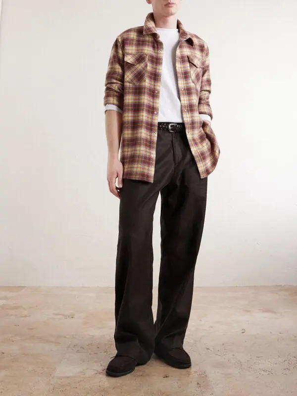 GOD'S TRUE CASHMERE Saffron Checked Cashmere Shirt