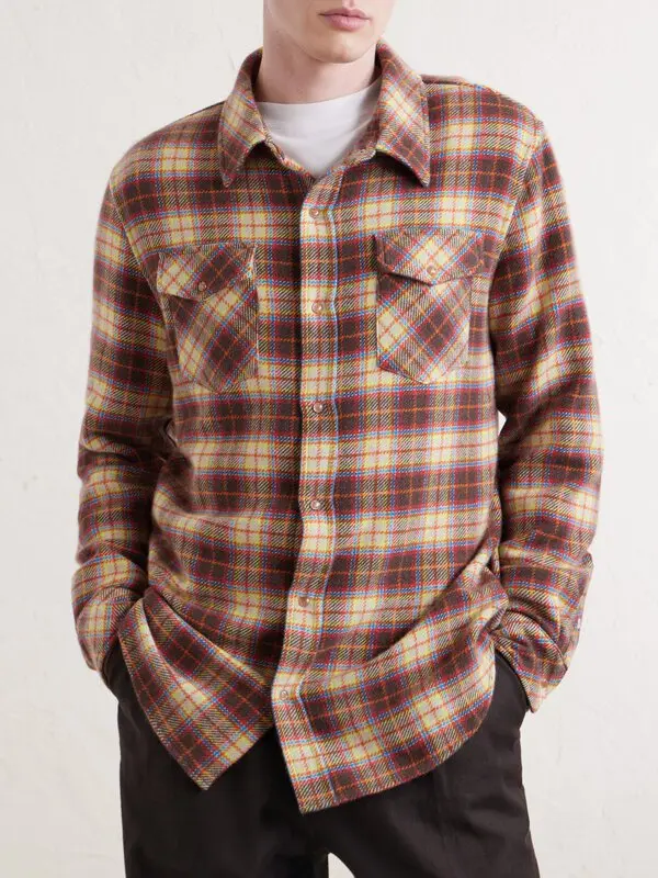 GOD'S TRUE CASHMERE Saffron Checked Cashmere Shirt