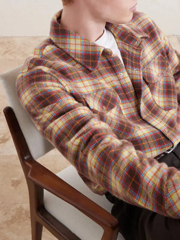 GOD'S TRUE CASHMERE Saffron Checked Cashmere Shirt