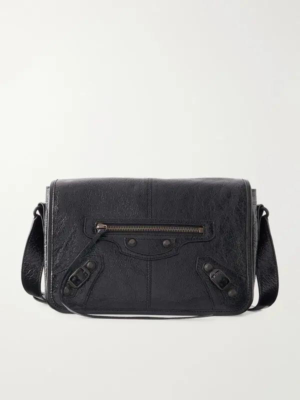 Balenciaga Le City Flap Small Arena Textured-leather Messenger Bag - Black