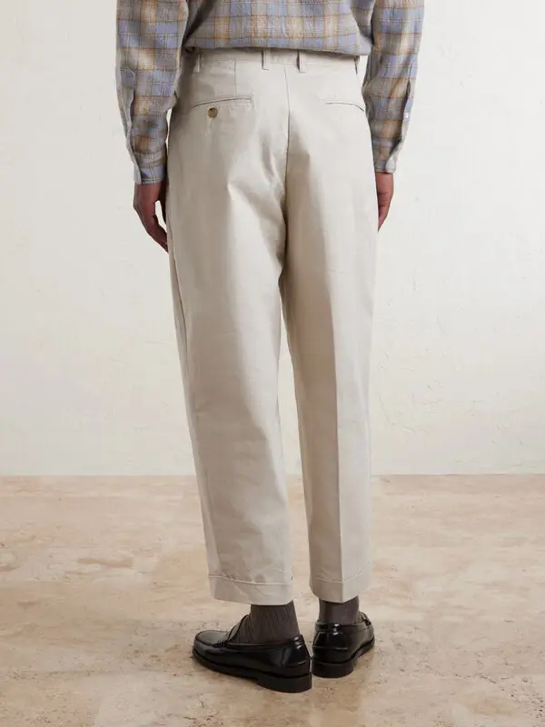 BEAMS Two-pleat Tapered Cotton-blend Twill Trousers