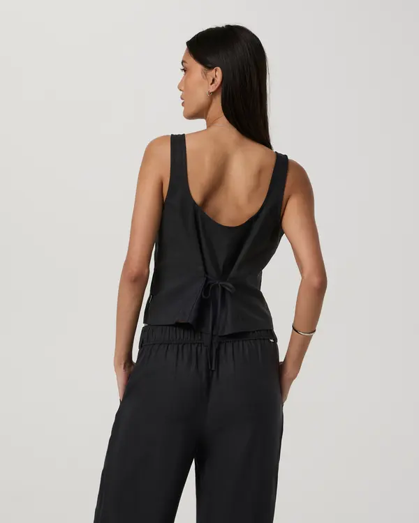 Vuori Trestles Twill Button-front Top - Black