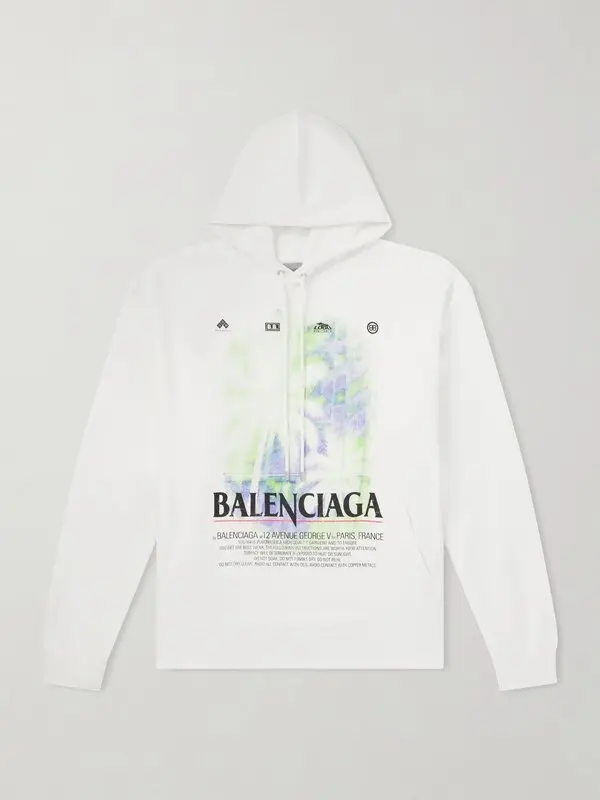 Balenciaga Oversized Printed Cotton-jersey Hoodie