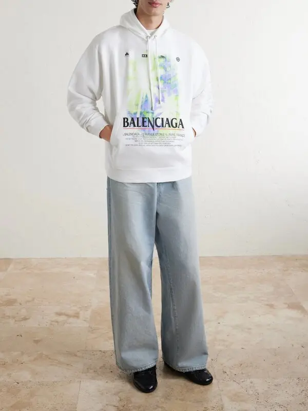 Balenciaga Oversized Printed Cotton-jersey Hoodie