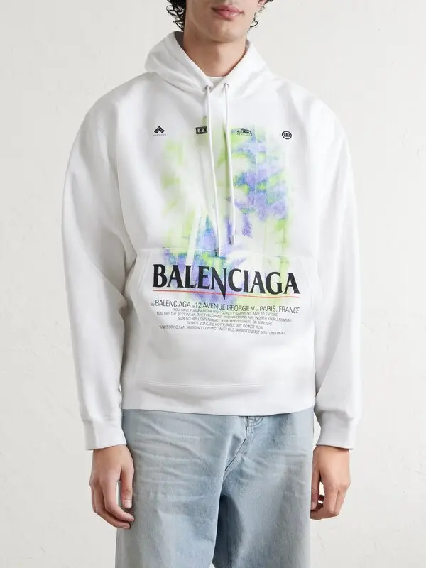 Balenciaga Oversized Printed Cotton-jersey Hoodie