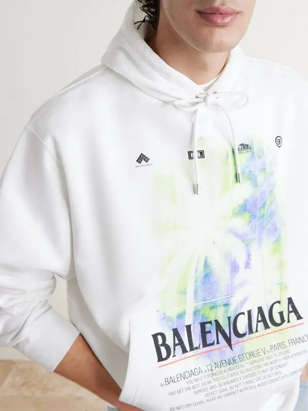 Balenciaga Oversized Printed Cotton-jersey Hoodie
