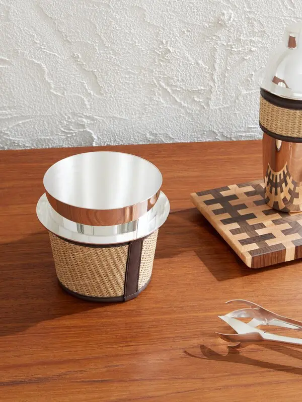 Brunello Cucinelli Raffia And Leather Ice Bucket