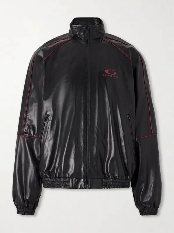 Balenciaga Logo-embossed Leather Jacket
