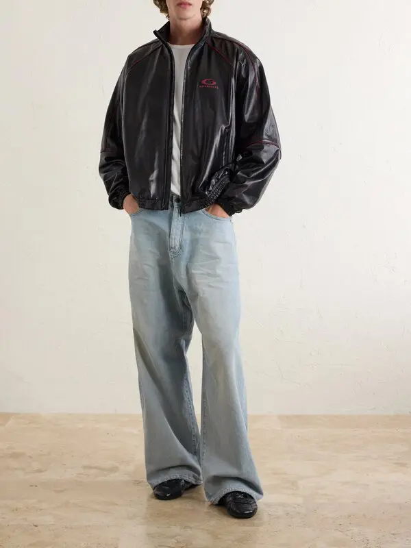 Balenciaga Logo-embossed Leather Jacket